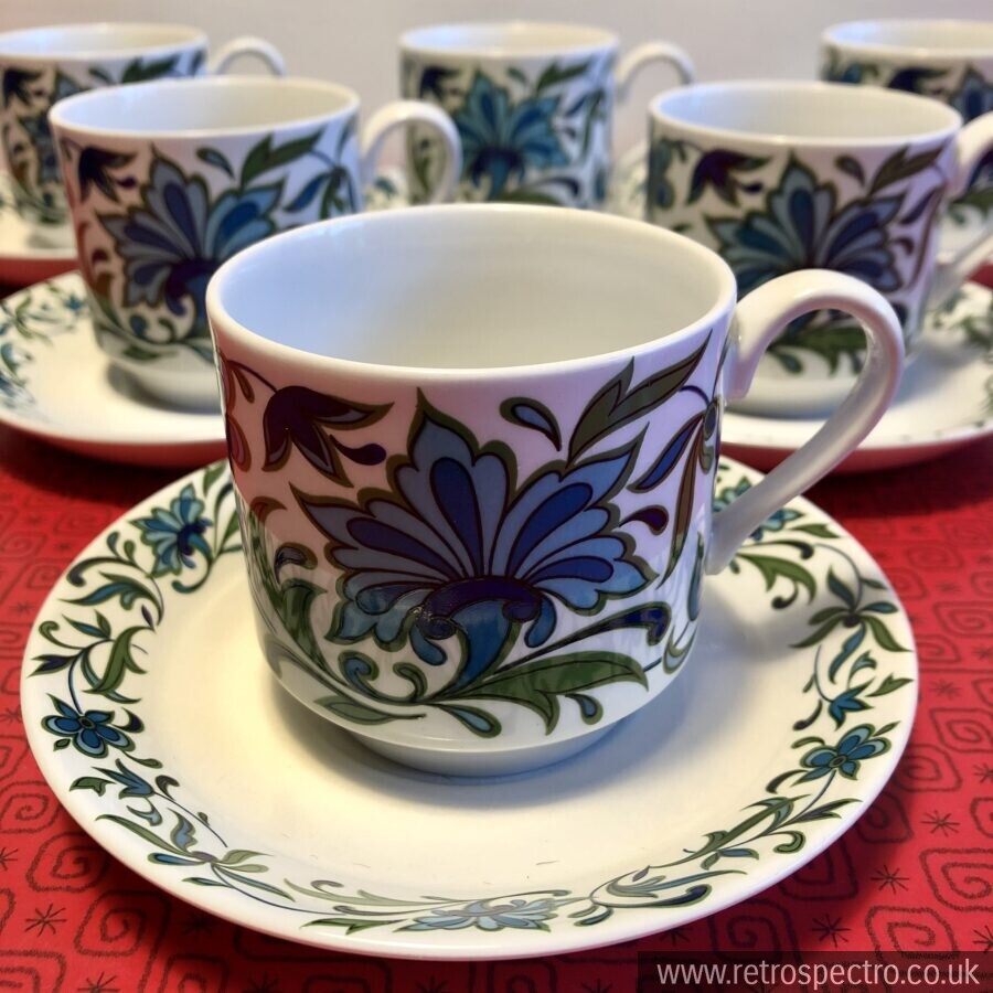 Spanish Garden Cups & Saucers - RetroSpectro