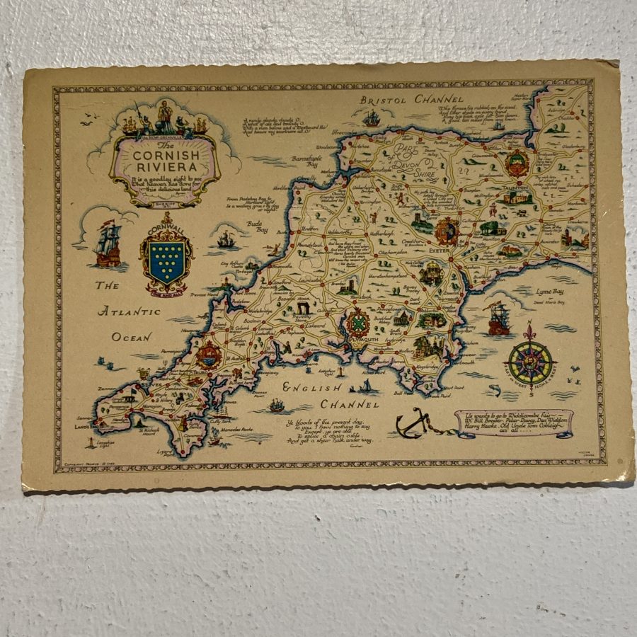 Postcard - Cornish Riviera Map - RetroSpectro