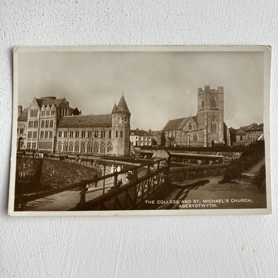 Postcard - The College & St Michaels Church, Aberystwyth - RetroSpectro